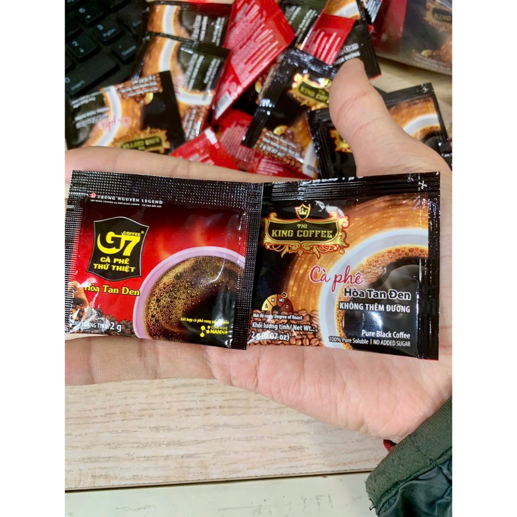 Set 100 gói Cà phê G7, The King hoà tan đen gói 2g hàng không dùng trên máy | Shopee Việt Nam