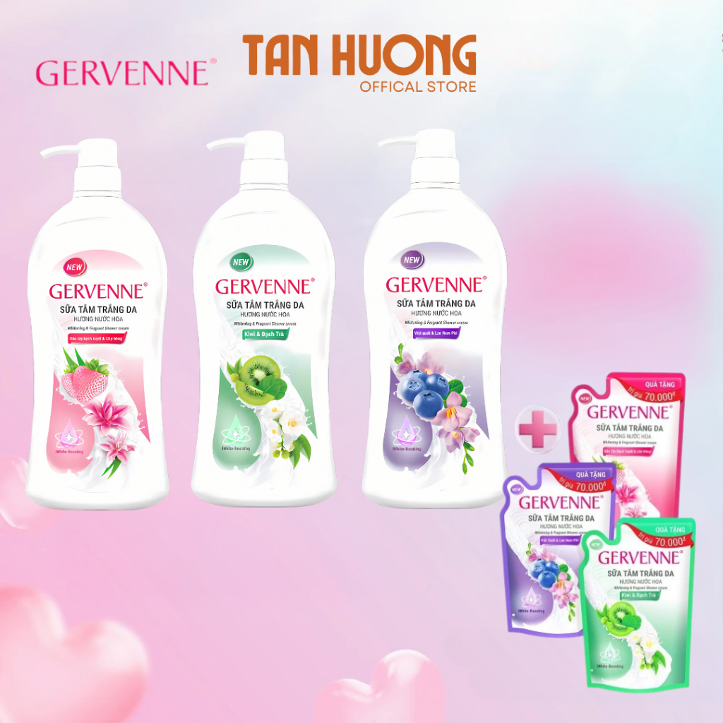Sữa Tắm Trắng Da Hương Nước Hoa Gervenne 1.2L / 900G / 450G | Shopee ...