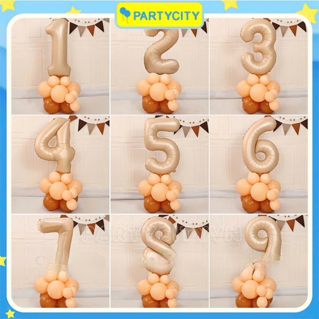 [KÈM BÓNG] Bóng Số Sinh Nhật Caramel - Bong Bóng Số Tuổi - Bong Bóng ...