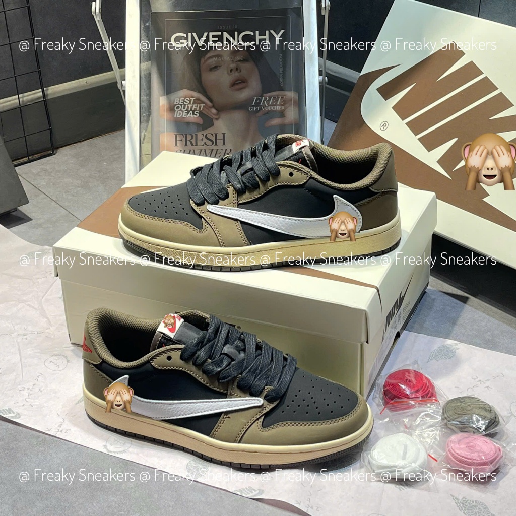 Giày thể thao JD 1 Low x Travis Scott logo Ngược màu nâu. | Shopee Việt Nam
