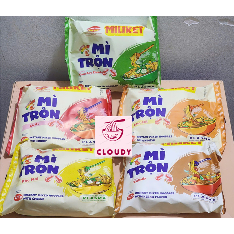 6 gói mì trộn Miliket vị Carbonara, vị Chua cay chanh, Kebab, Kim chi ...
