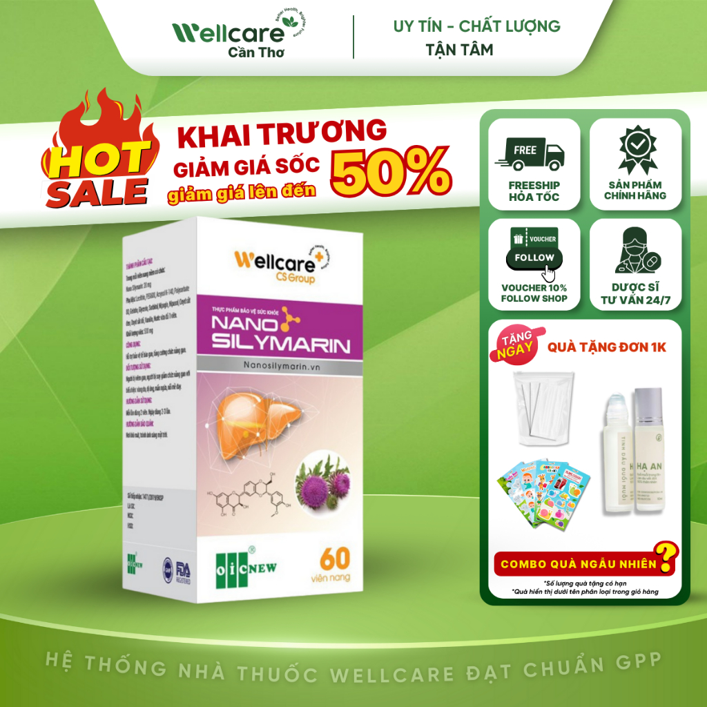 [ BAO CHECK] Nano Silymarin Wellcare - Lọ 30 viên - Giải độc gan, tăng ...