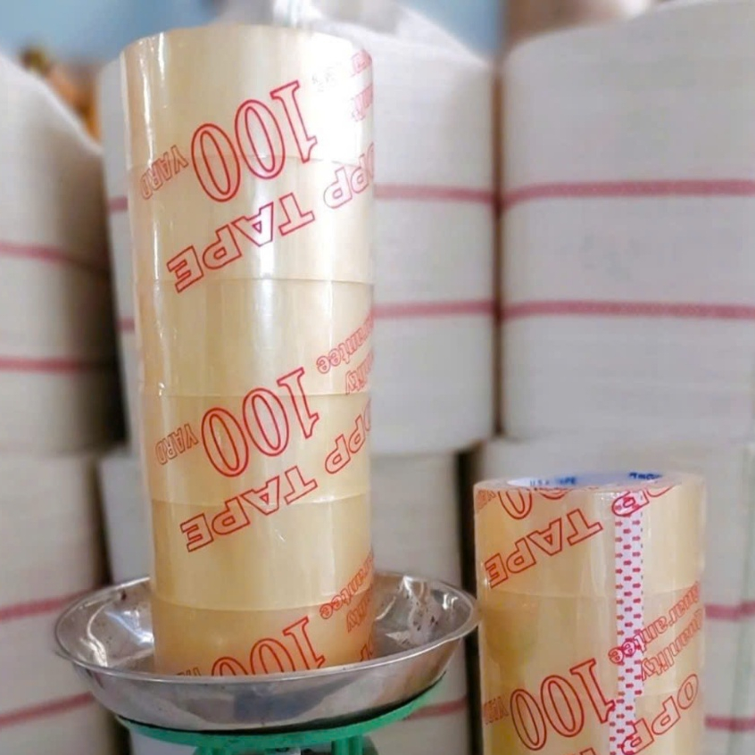 [RẺ NHẤT SHOPEE] Băng keo trong 100 yard (1 ký) lõi 5 li, băng keo đóng hàng 100y, băng keo gói ...