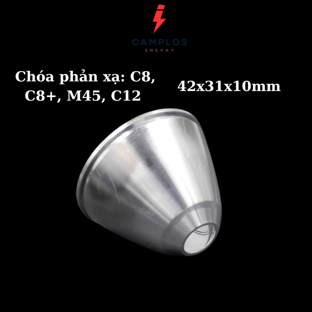 Chóa phản xạ cho đèn pin C8 C8+ M45 C12 bằng nhôm mạ chân không đường kính mở 42mm, cao 31mm ...