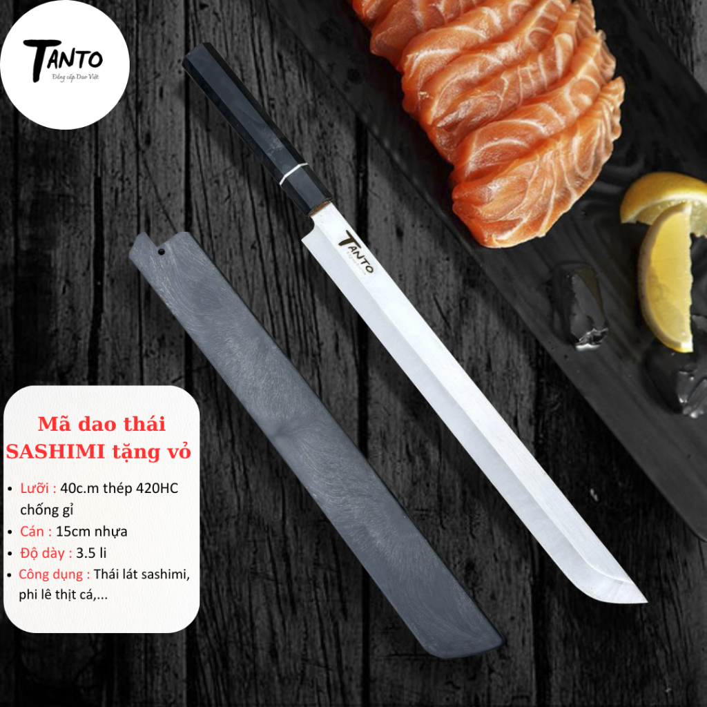 Dao Sashimi + Vỏ (kích thước 54cm )-dao thái thịt cá, sashimi - thép ...