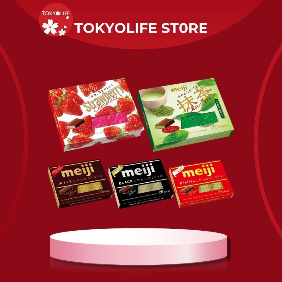 Socola Meiji Nhật bản Hộp 26 thanh Siêu Ngon,Trà xanh, Socola, Dâu, Mix ...