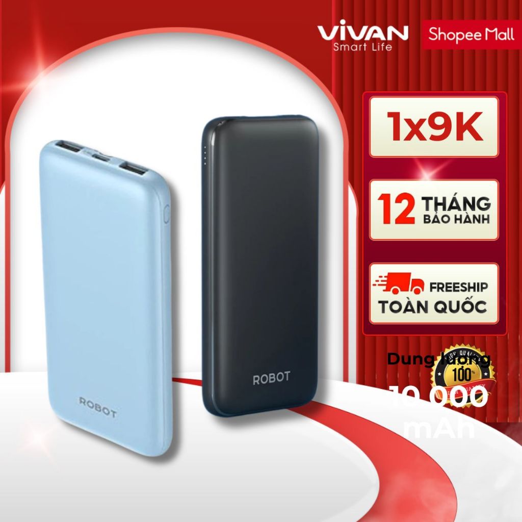 [BH 1 NĂM] Pin Sạc Dự Phòng 10000mAh Super Mini VIVAN RT12 Kích Thước ...