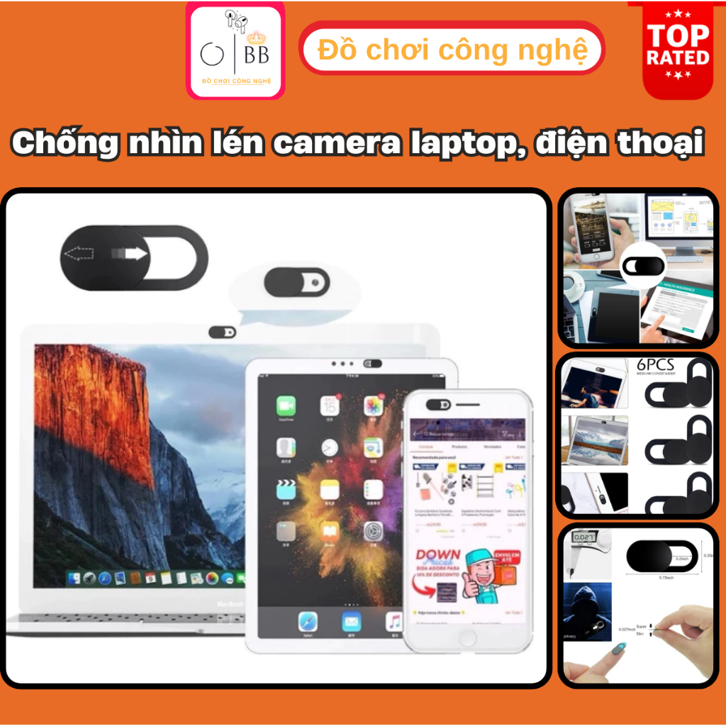 [Che camera] Bộ 5 thanh gạt chống nhìn trộm camera Laptop, điện thoại ...