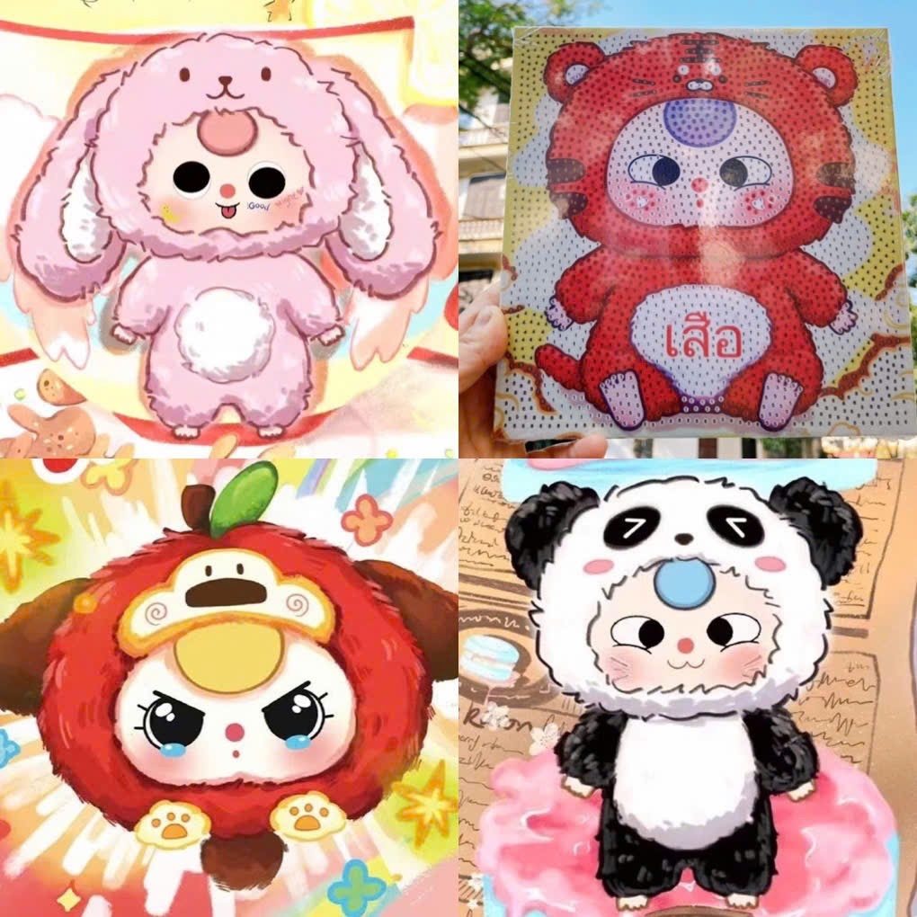 [Size 20*20 Cm] Tranh Đính Đá Capybara, Baby Three, Labubu Combo KÈM ...