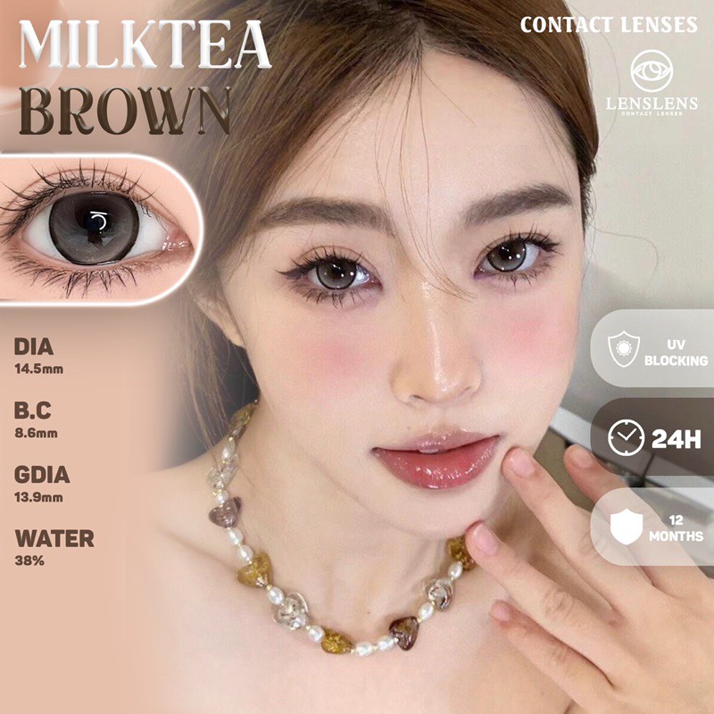 [LENS 1 NGÀY] Lens Mắt Kính Áp Tròng Nâu Trà Sữa Giãn To Milk Tea Brown ...