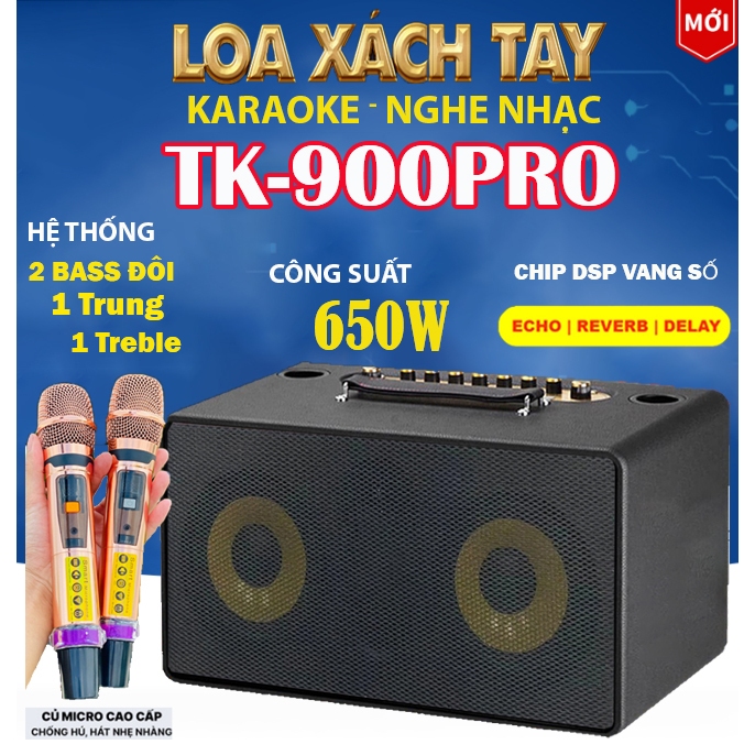 Loa Karaoke Xách Tay KT-900Pro Công Suất 650W,Có Reverb, Echo Delay Thiết Kế 4 Đường Tiếng Loa 2 ...