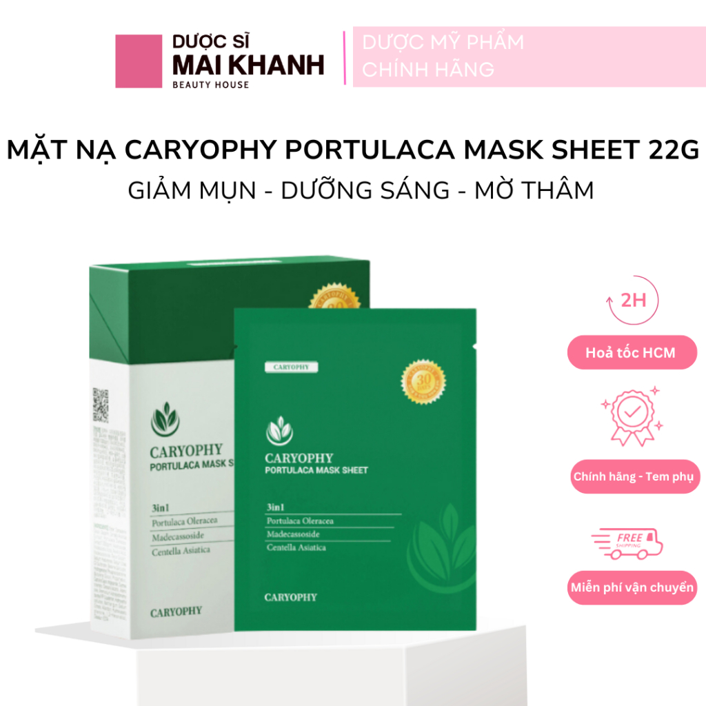 Mặt Nạ CARYOPHY Portulaca Mask Sheet Giảm Mụn, Giảm Thâm & Dưỡng Ẩm Da ...