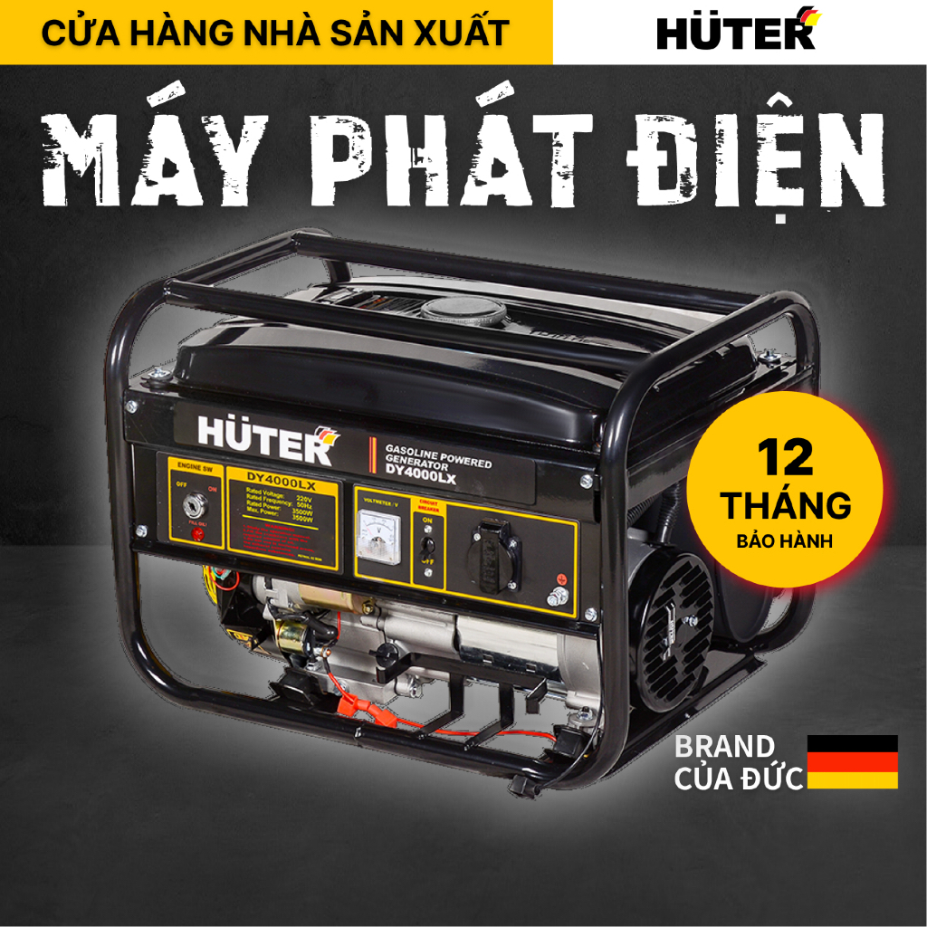 Máy phát điện công nghệ Đức chạy bằng xăng 3000/5000/6500/7500W, điện áp 220V, bình 15/22/25L ...