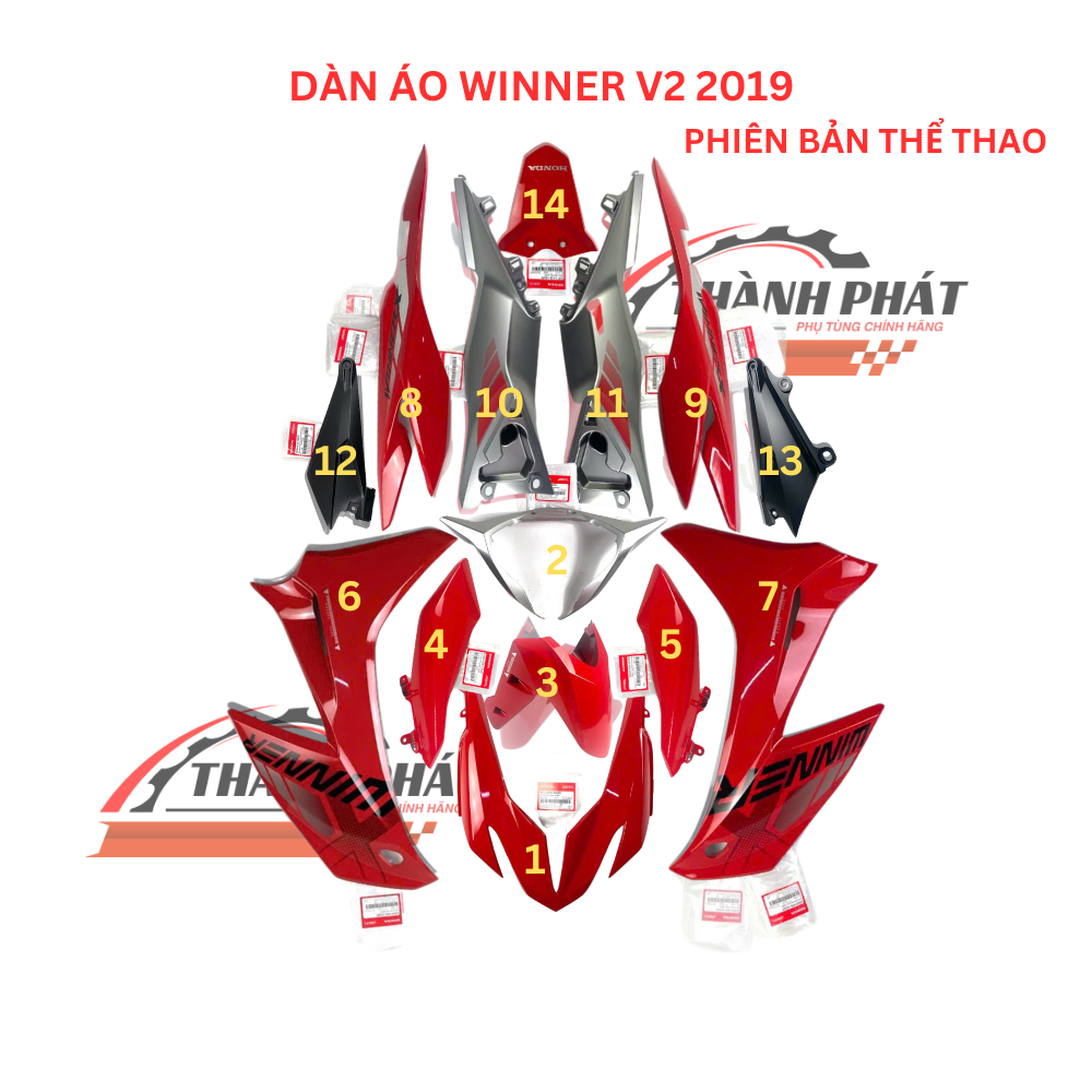 Dàn Áo Winner X V2 Phiên bản Đỏ thể thao 2019 Zin Hãng Honda(Bán lẻ ...