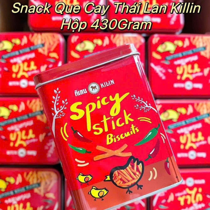 Bánh snack que tăm cay Killin Thái Lan hộp thiếc 400gr | Shopee Việt Nam
