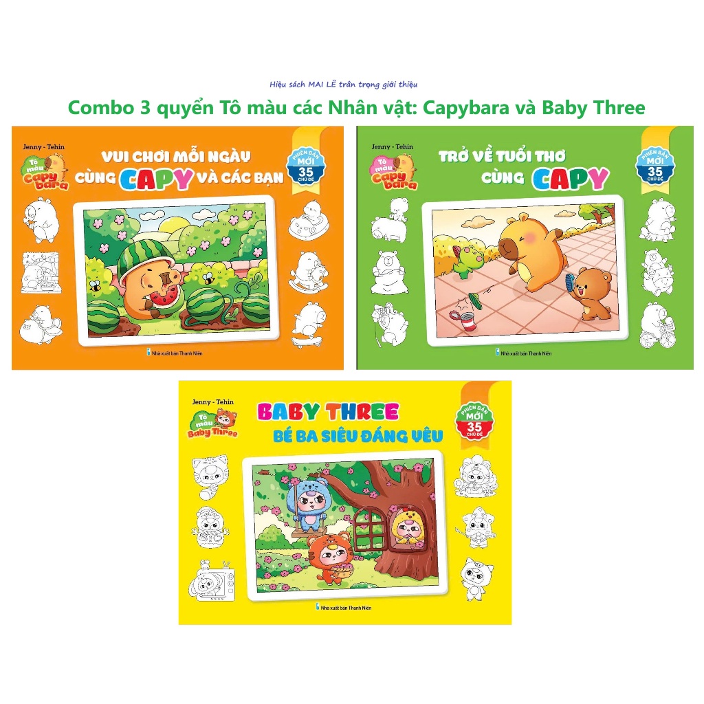 Sách - Combo 3 quyển Tô màu các Nhân vật: Capybara và Baby Three ...