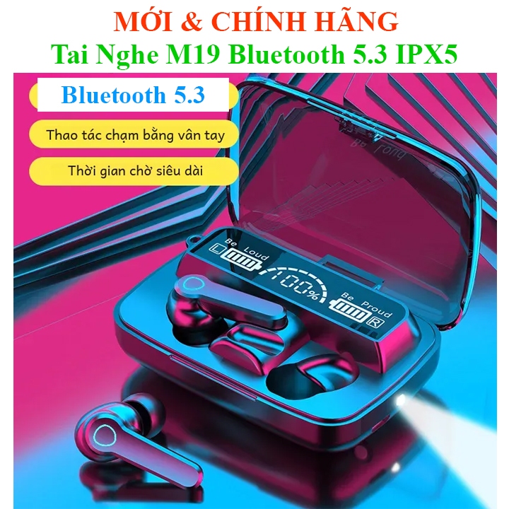 Tai nghe TWS Bluetooth 5.3 pin hộp 3500mAh dùng như pin dự phòng, có đèn pin, chống nước IPX5 ...