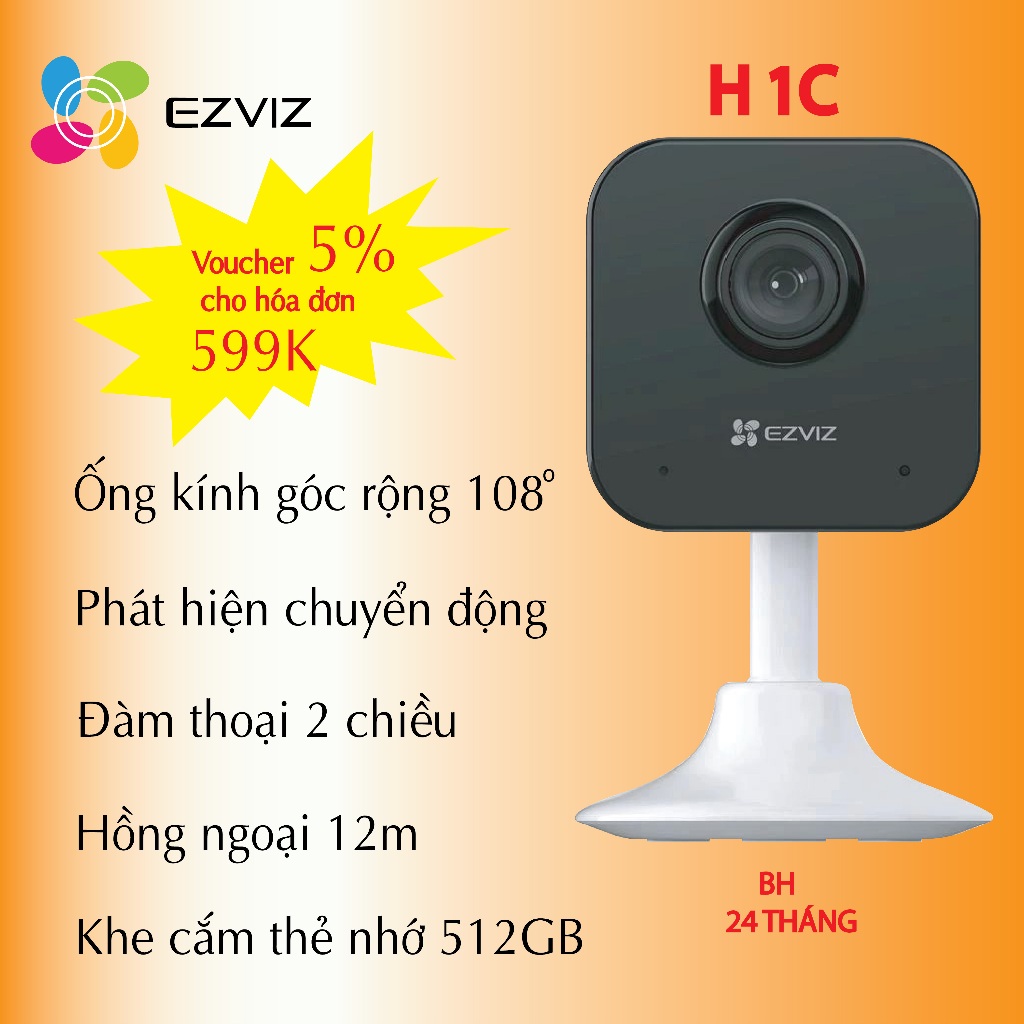 Camera EZVIZ H1C 2MP nhỏ gọn, có đàm thoại 2 chiều, đế hít nam châm ...