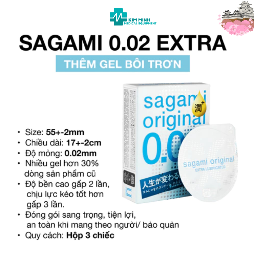 Bao cao su Sagami 002 Extra size lớn 55mm nhiều gel bôi trơn, siêu mỏng (3 bao/hộp) | Shopee ...
