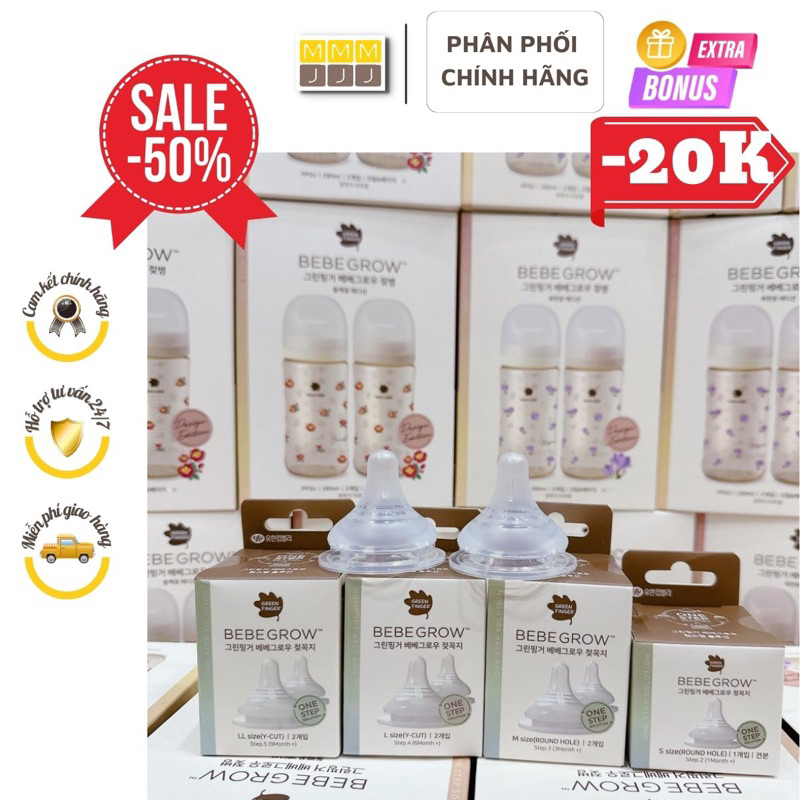 Núm ti bình sữa Green Finger Bebegrow chính hãng Hàn Quốc, núm ti 2 van thoát khí | Shopee Việt Nam