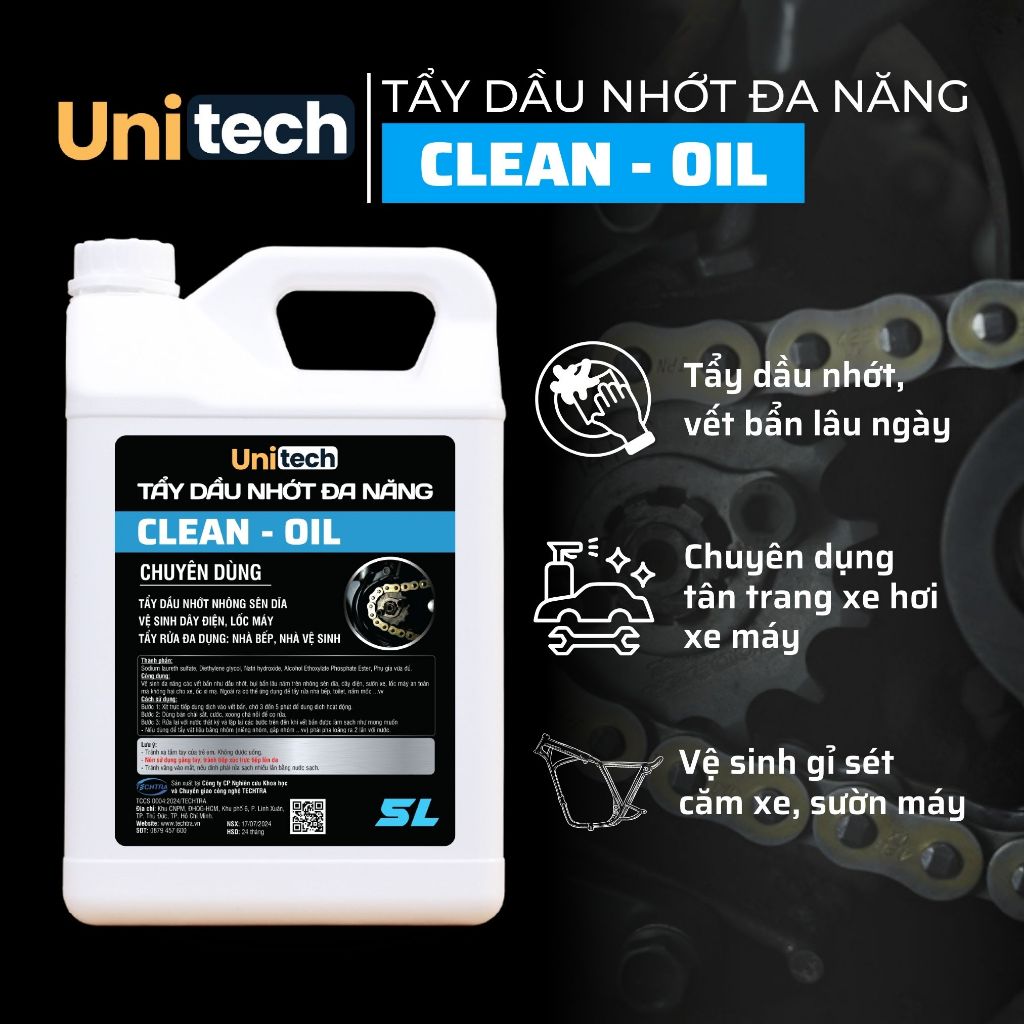 TẨY DẦU NHỚT Motobike Cleaner Oil UNITECH 5 Lít - Dung Dịch Tẩy Đa Năng ...