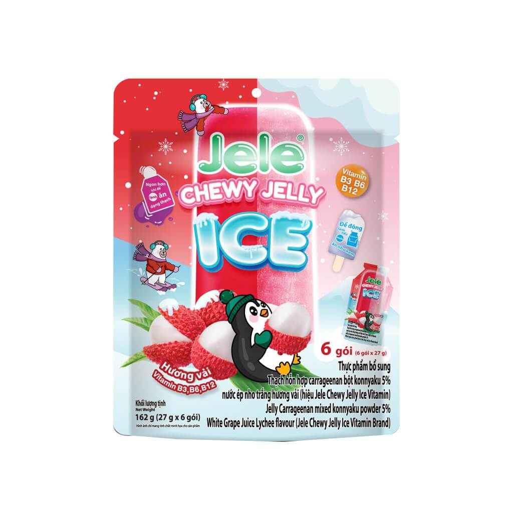 Thạch trái cây Chewy Jelly Ice hương trái vải Jele gói 162g (6 gói x ...