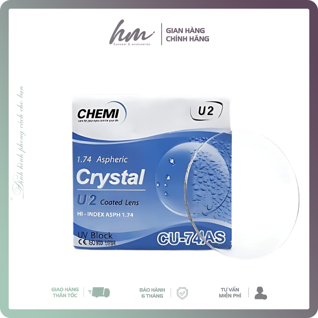Tròng kính cận loạn CHEMI U2 U6 chống xước, chống bám hơi nước, vân tay chống ánh sáng xanh HMEE ...