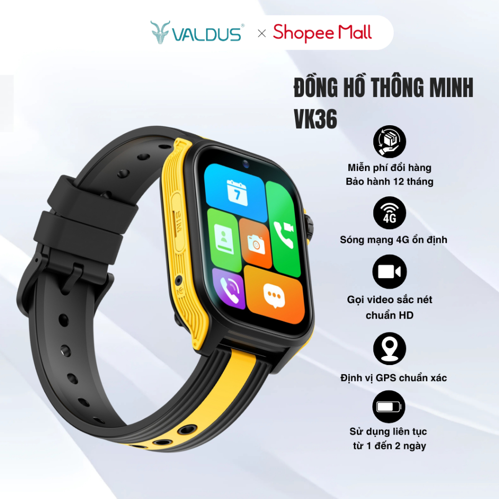Đồng hồ thông minh trẻ em Valdus VK36 Kid4G gọi điện video call định vị ...