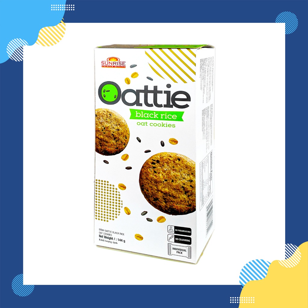Bánh quy dinh dưỡng yến mạch nguyên chất Oattie 144g - Thêm vị nếp than ...