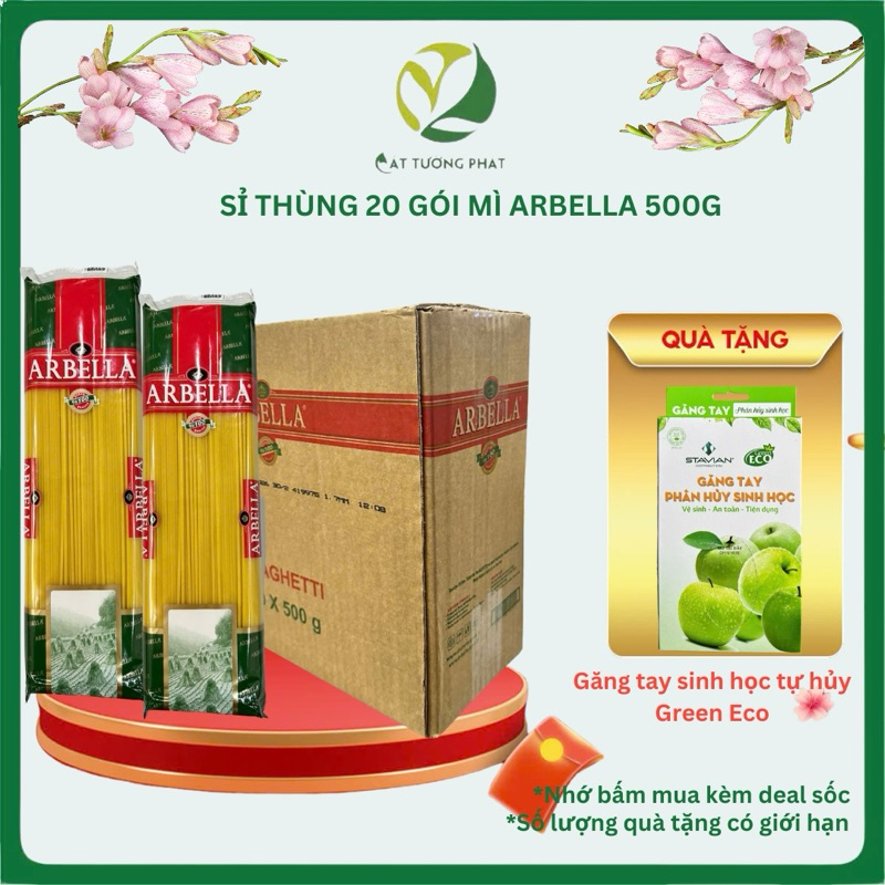 Sỉ thùng 20 gói mì ý spaghetti Arbella 500g, siêu dai, siêu ngon, sợi ...