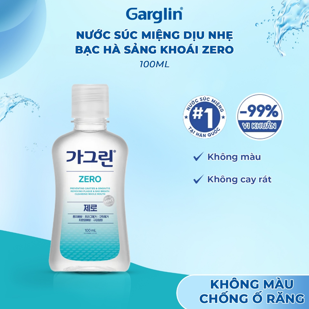Nước súc miệng ngăn ngừa mảng bám Garglin Zero không cồn chai 100ml | Shopee Việt Nam
