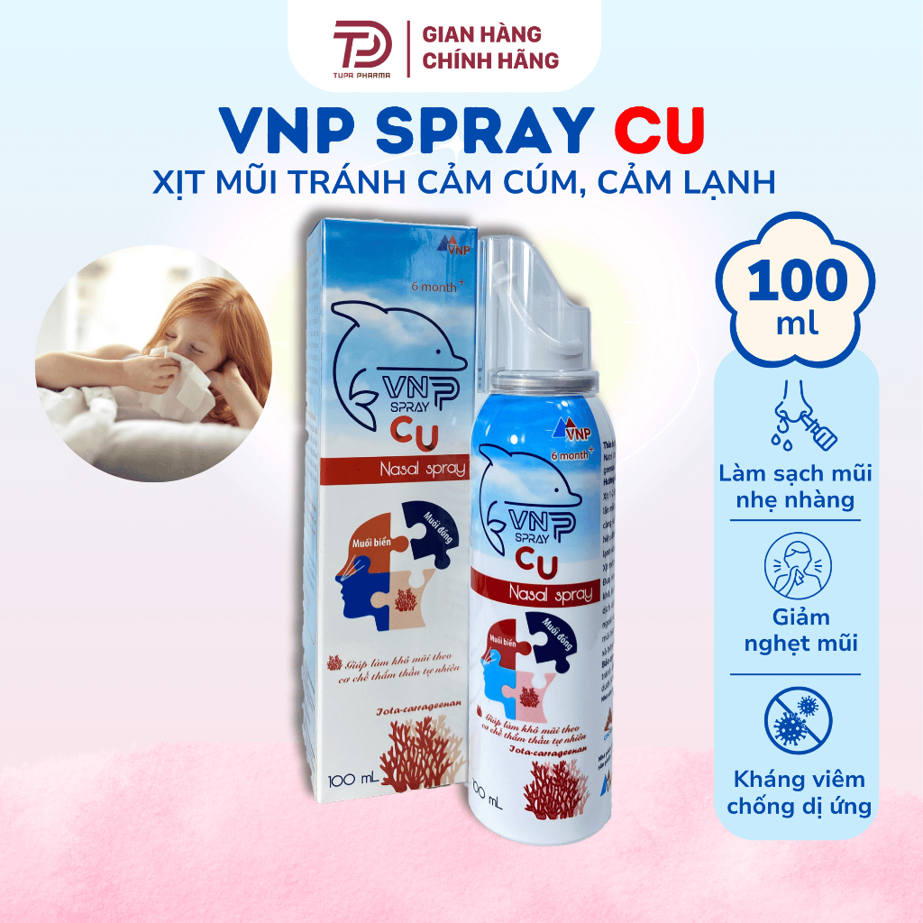 Xịt mũi VNP SPRAY CU giảm các triệu chứng cảm lạnh, cảm cúm phân phối ...