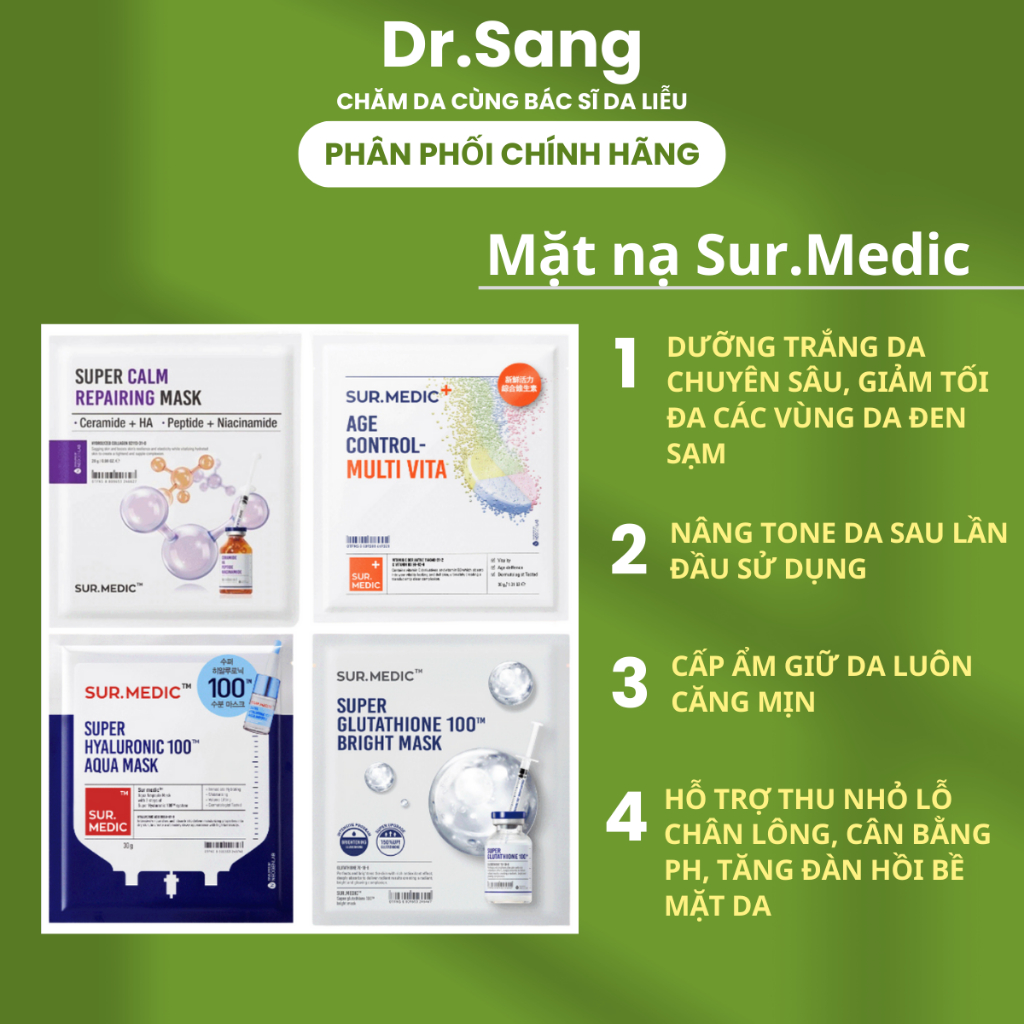 Mặt Nạ SURMEDIC Dưỡng Trắng Cấp Ẩm Sáng Da Sur.Medic Super Glutathione ...