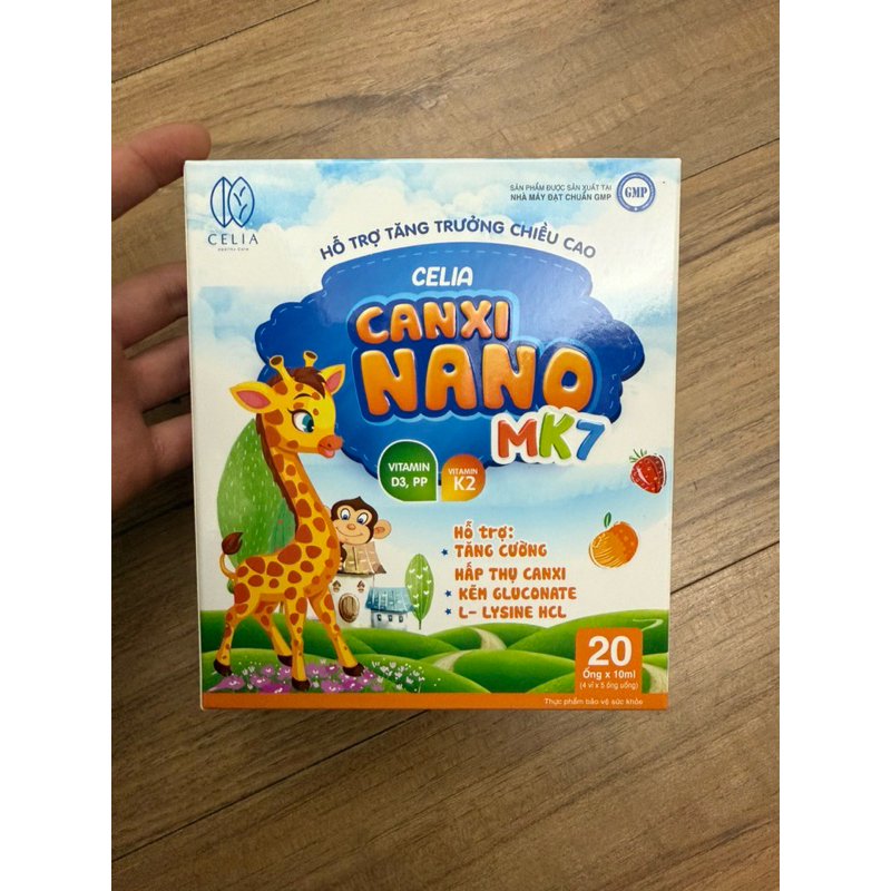 Siro ống Canxi nano K2 phát triển chiều cao cho trẻ từ 1 tuổi CELIA CANXI NANO MK7 hộp 20 ống bổ ...
