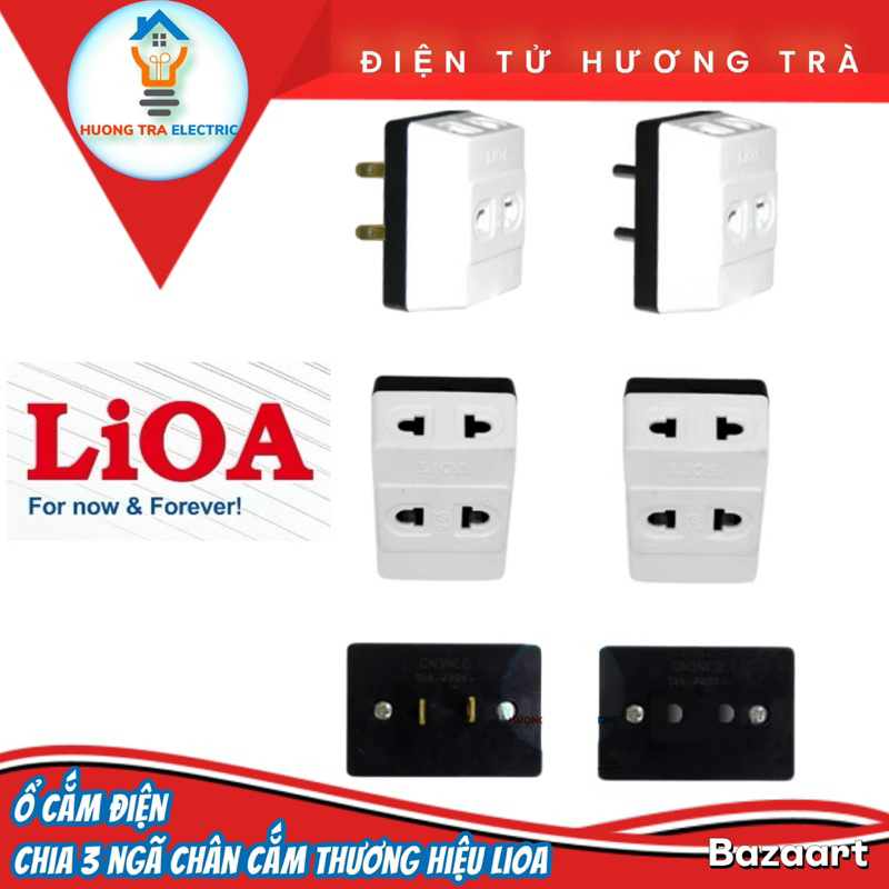 Ổ Cắm Nối đa năng LiOA, ổ cắm nối chia 3 ngả chân cắm tròn/chân dẹt cách điện tốt, chịu nhiệt ...