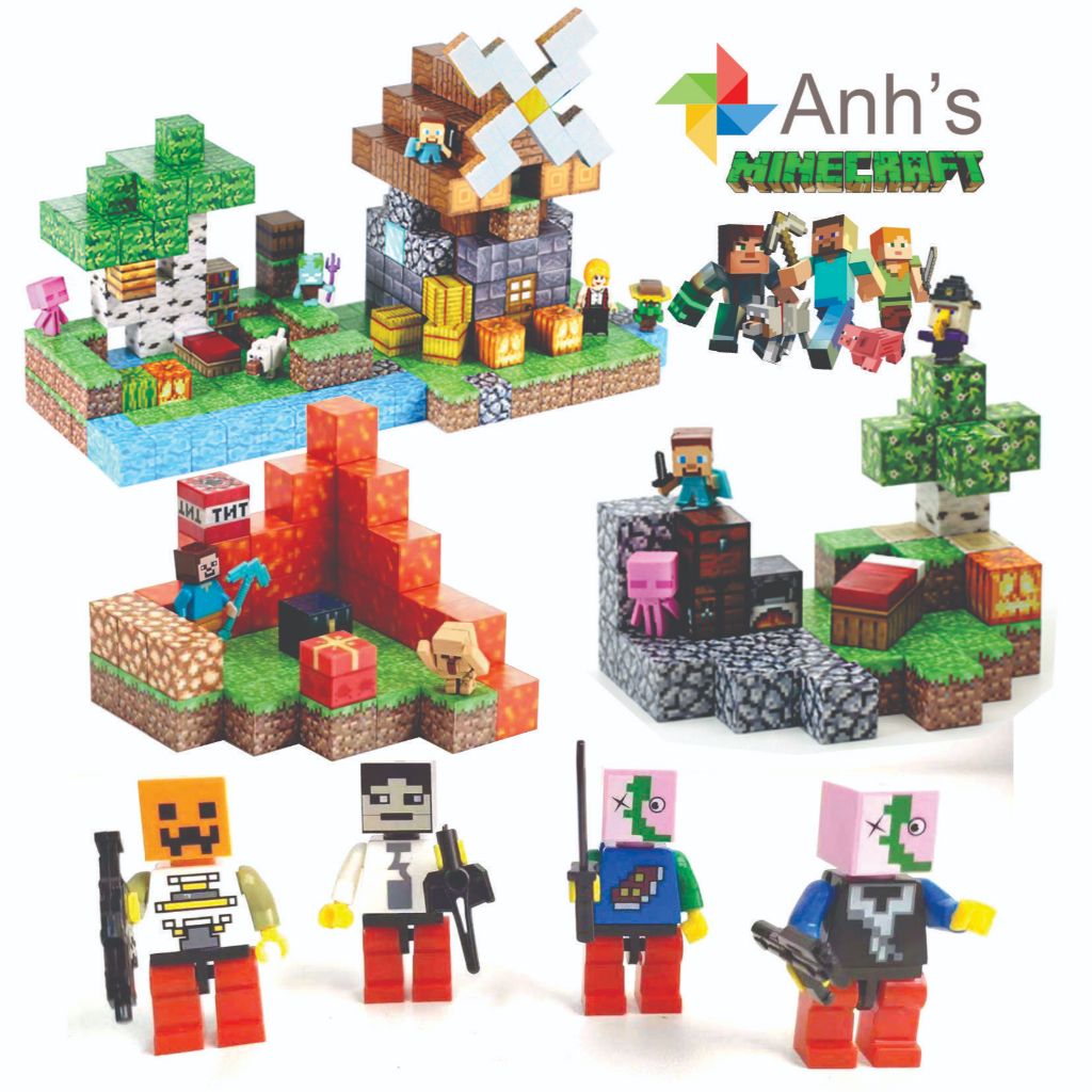 Khối nam châm Minecraft xếp hình xây dựng từ tính kèm nhân vật | Shopee ...