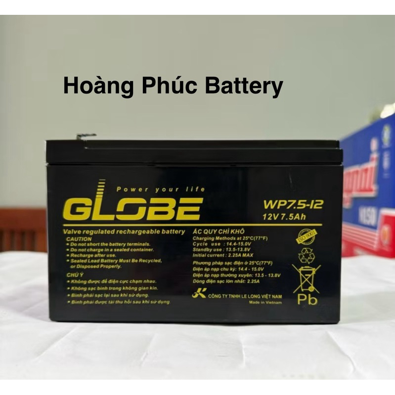 [HỎA TỐC 2h ] Bình ắc quy khô Globe 12V 7.5Ah WP7.5 – 12 UPS cho thiết bị văn phòng, quạt sạc ...