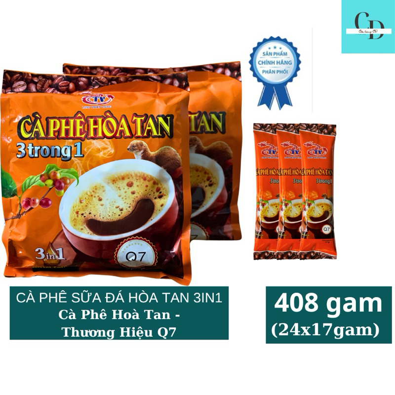Bịch Cà phê sữa hoà tan 3 trong 1 [Cafe Q7 24 gói X 17 gam ] | Shopee ...