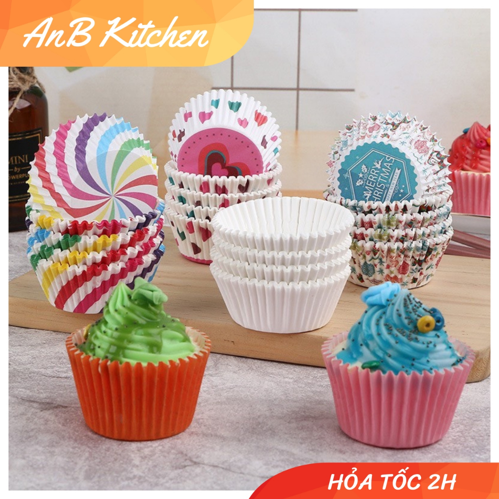 [TÁCH LẺ] Set lẻ 100/ Cây 500 cái Khuôn Giấy mềm lót bánh Cupcake ...