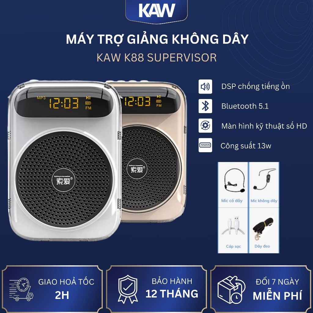 Máy trợ giảng không dây Bluetooth cao cấp KAW K88 Supervisor, Loa to rõ ...