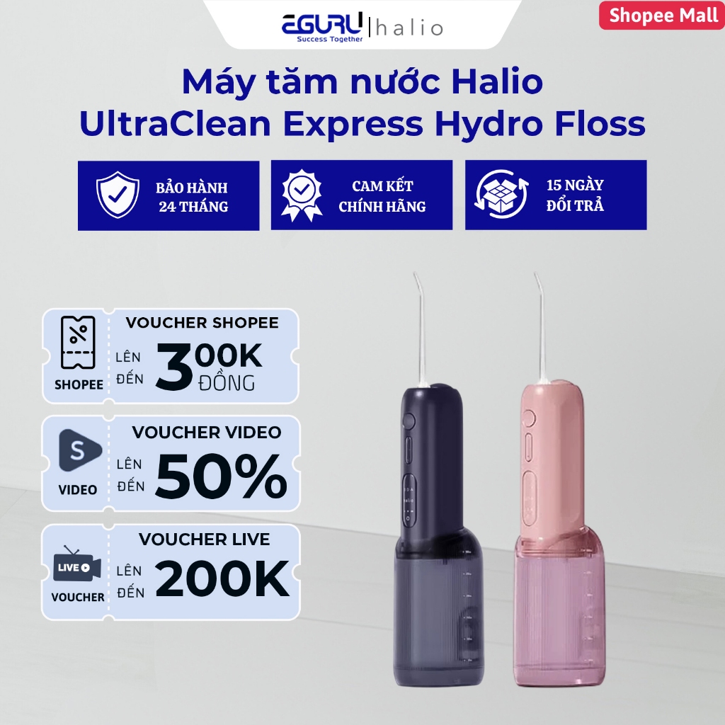 Máy tăm nước Halio UltraClean Express Hydro Floss phiên bản cho người niềng răng[TẶNG TÚI ĐỰNG ...