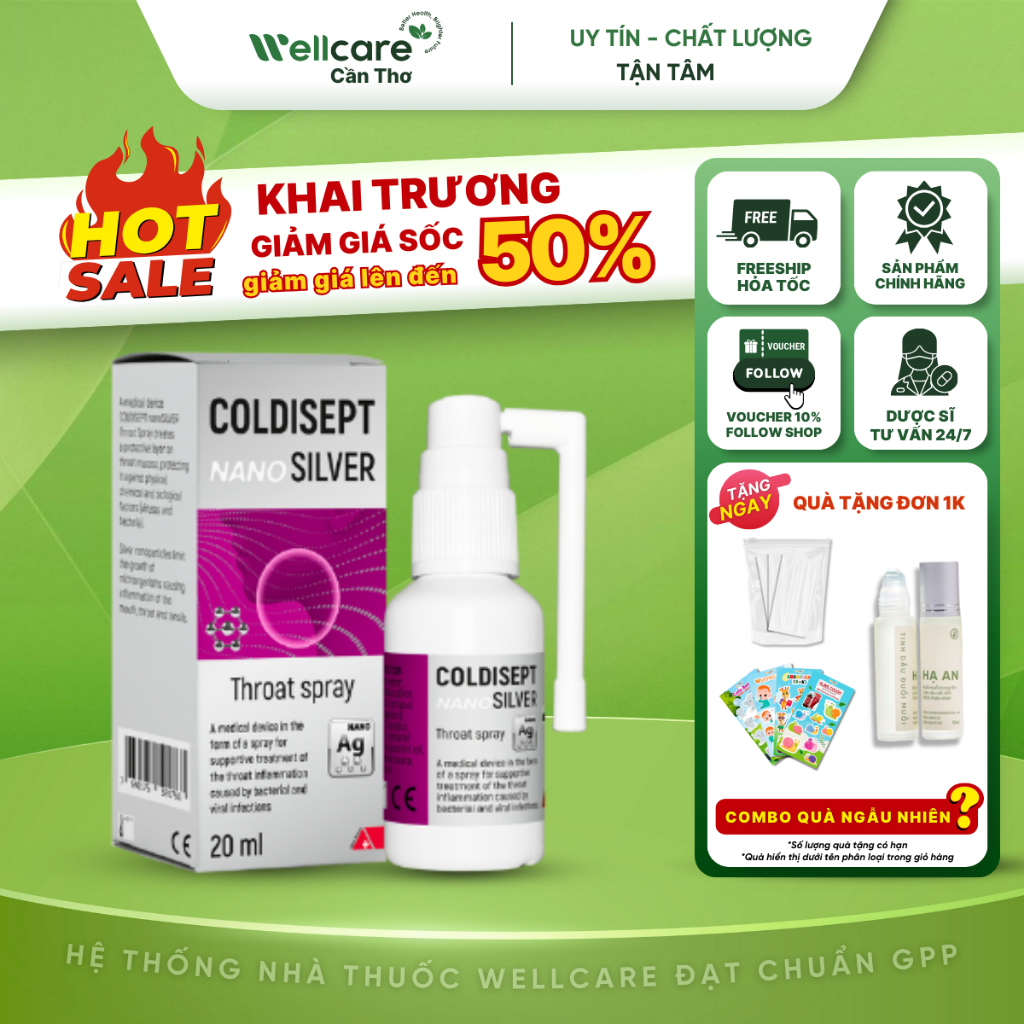 [SALE DATE T9/25] Xịt họng COLDISEPT Nano Silver [Chính hãng] - Chai ...
