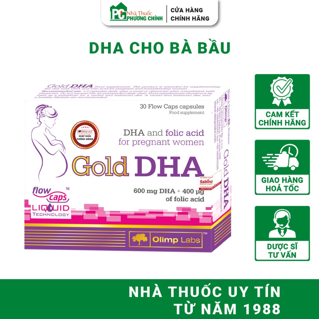 DHA Cho Bà Bầu Olimp Labs Gold DHA Chela Bổ Sung DHA & Axit Folic Cho ...