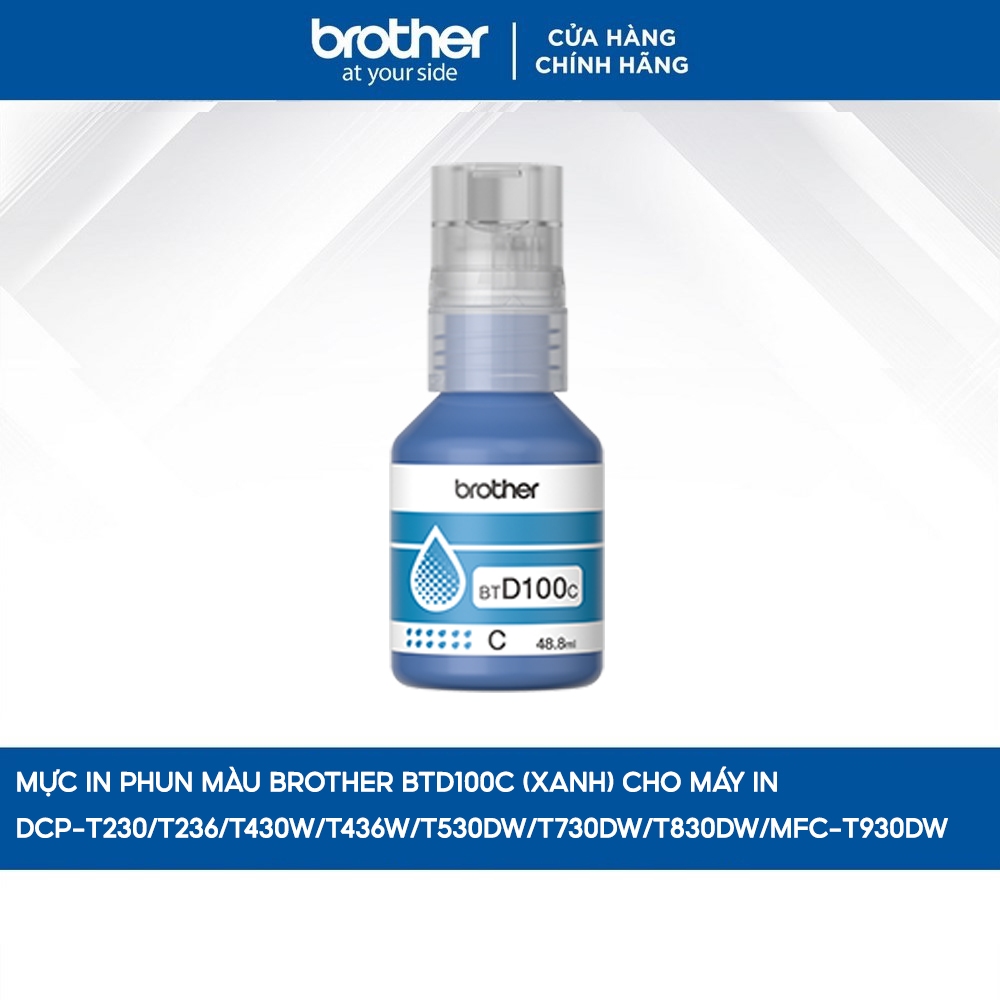 Mực in phun màu Brother BTD100C (xanh) cho DCP-T230/T236/T430W/T436W ...