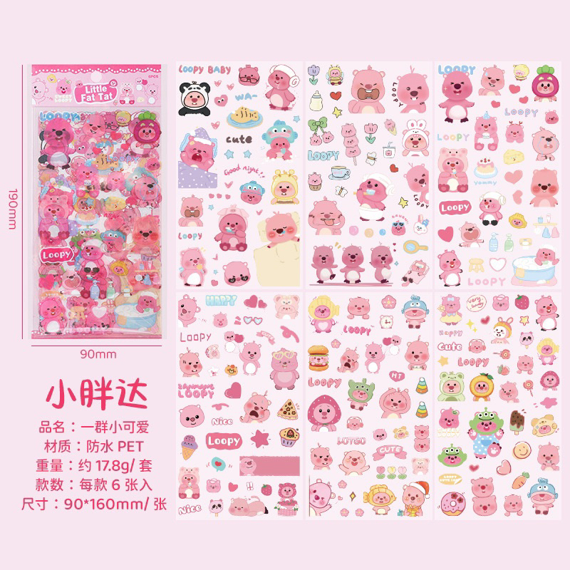 Set 6 tấm Sticker loppy Hình dán Baby three dễ thương | Shopee Việt Nam