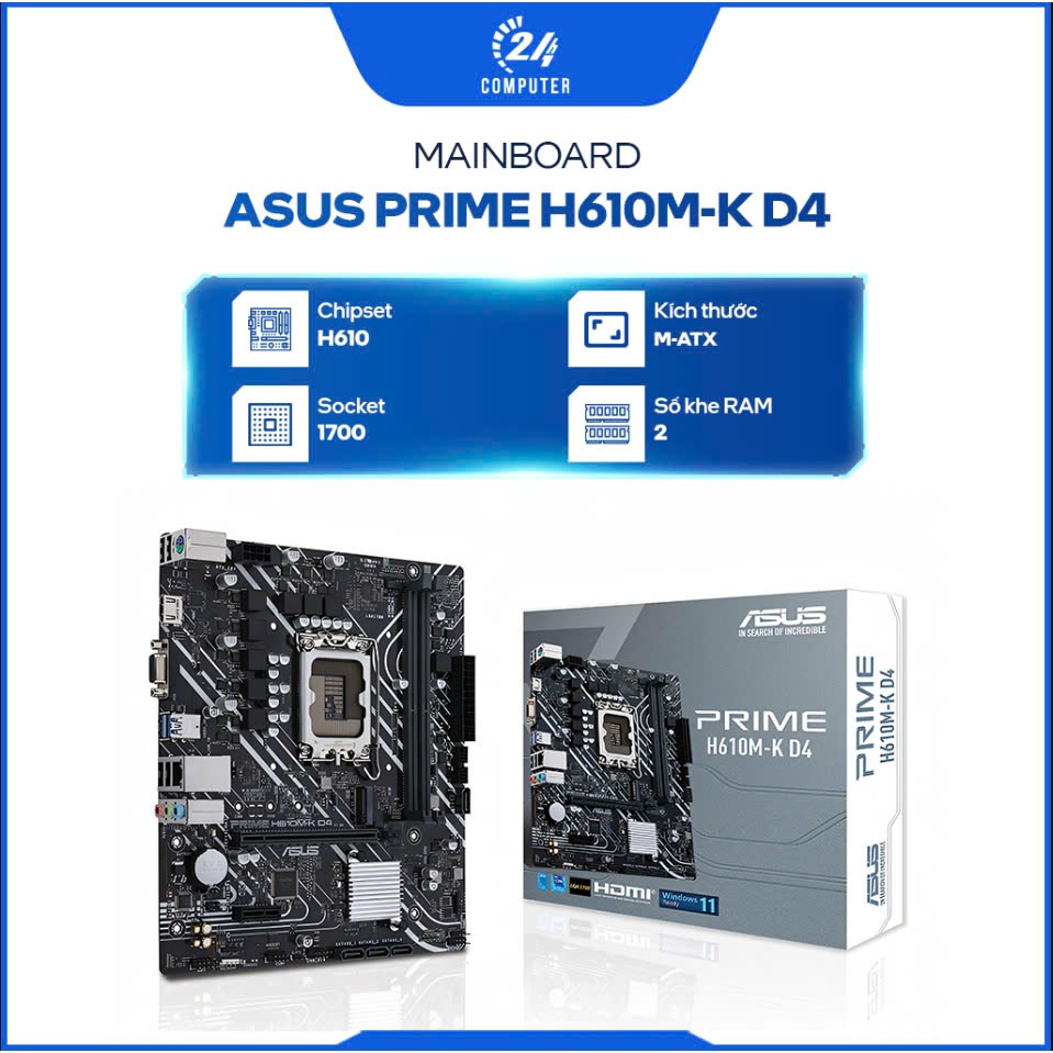 Mainboard Asus PRIME H610M-K D4 Tray, Bảo hành chính hãng 36 tháng | Shopee Việt Nam