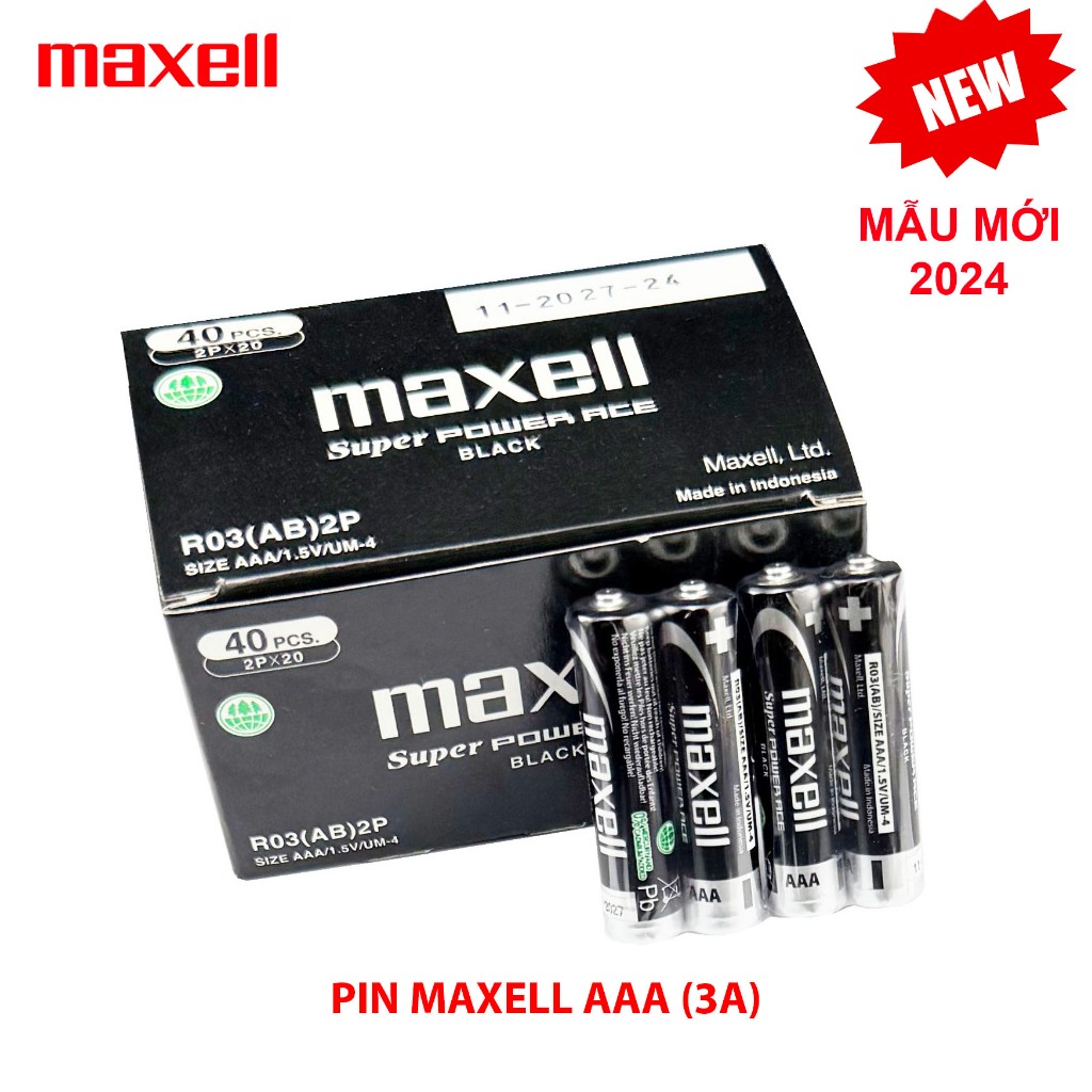 [Chính hãng] Hộp 40 viên pin đũa AAA ( 3A ) Maxell R03P - Hàng chính hãng Maxell Super Power Ace ...