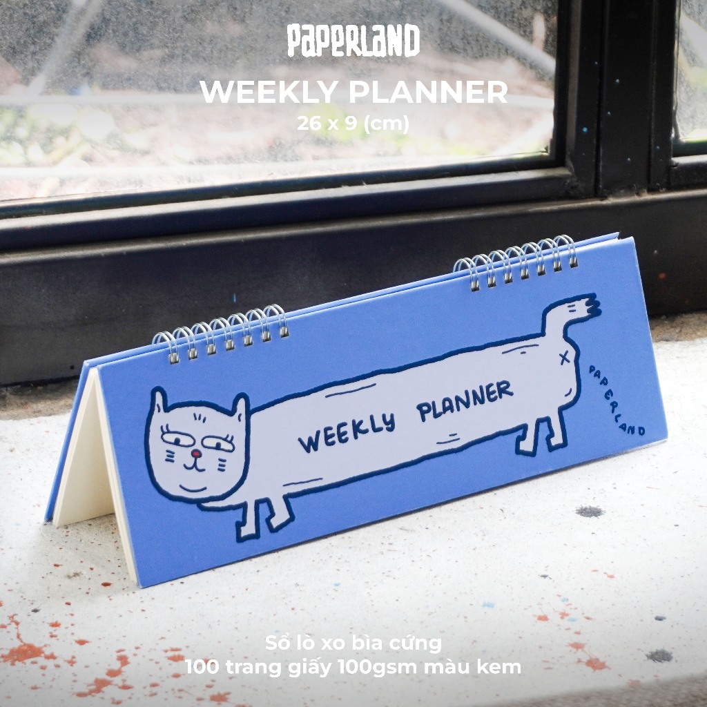 Weekly Planner "Con mèo lười" để bàn | bìa dày cứng | 100 trang ghi chú ...