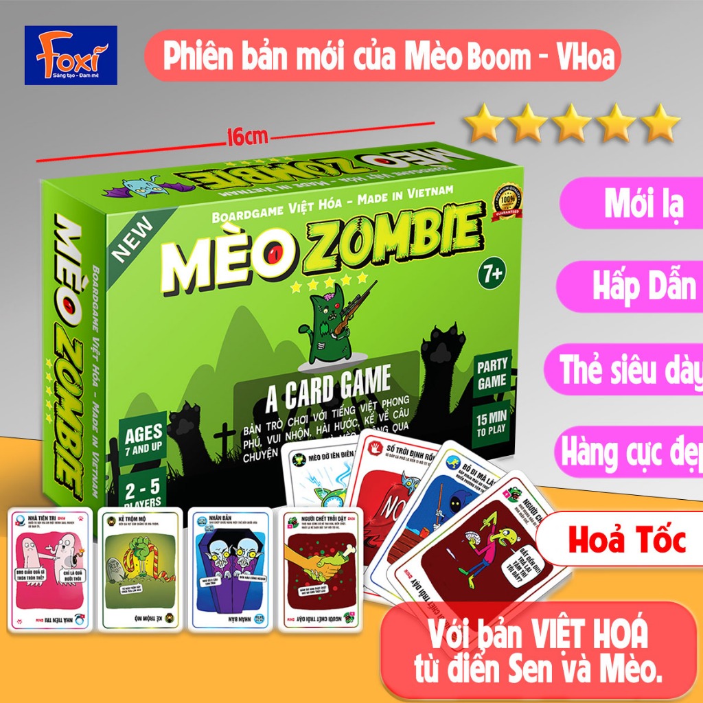 Bài Mèo Zombie Foxi-boardgame Việt Hóa Board Game hay [hộp màu xanh bơ ...