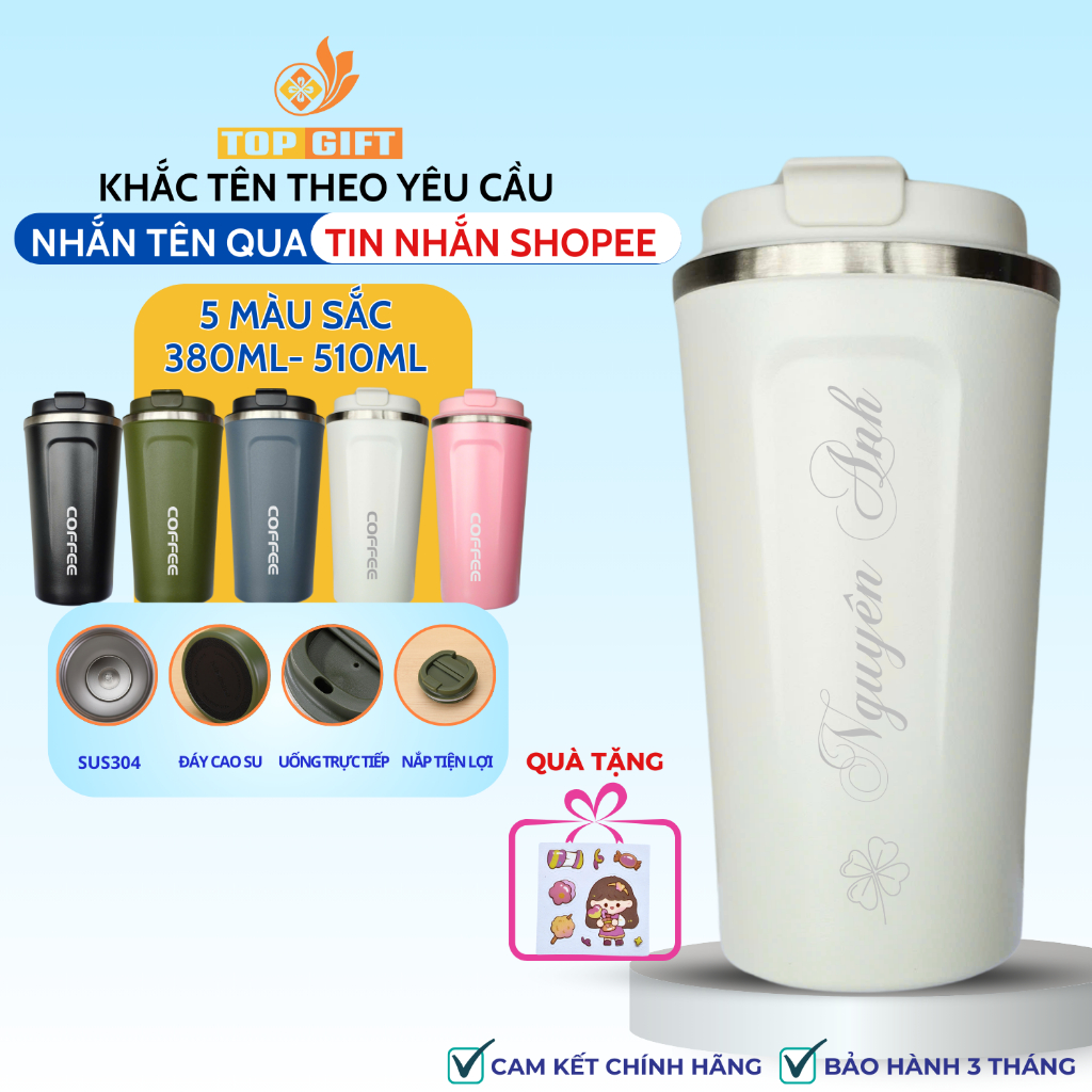 Ly giữ nhiệt TopGift LGN0051 Holic Coffee dung tích 380ml và 510ml | inox 304 phong cách hiện ...